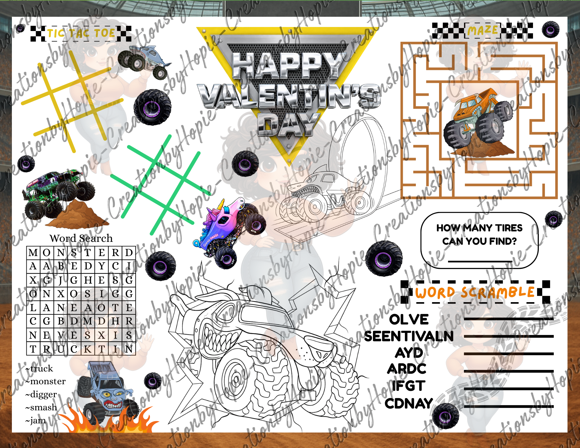 Monster Trucks Sheet – Creations By Hopie