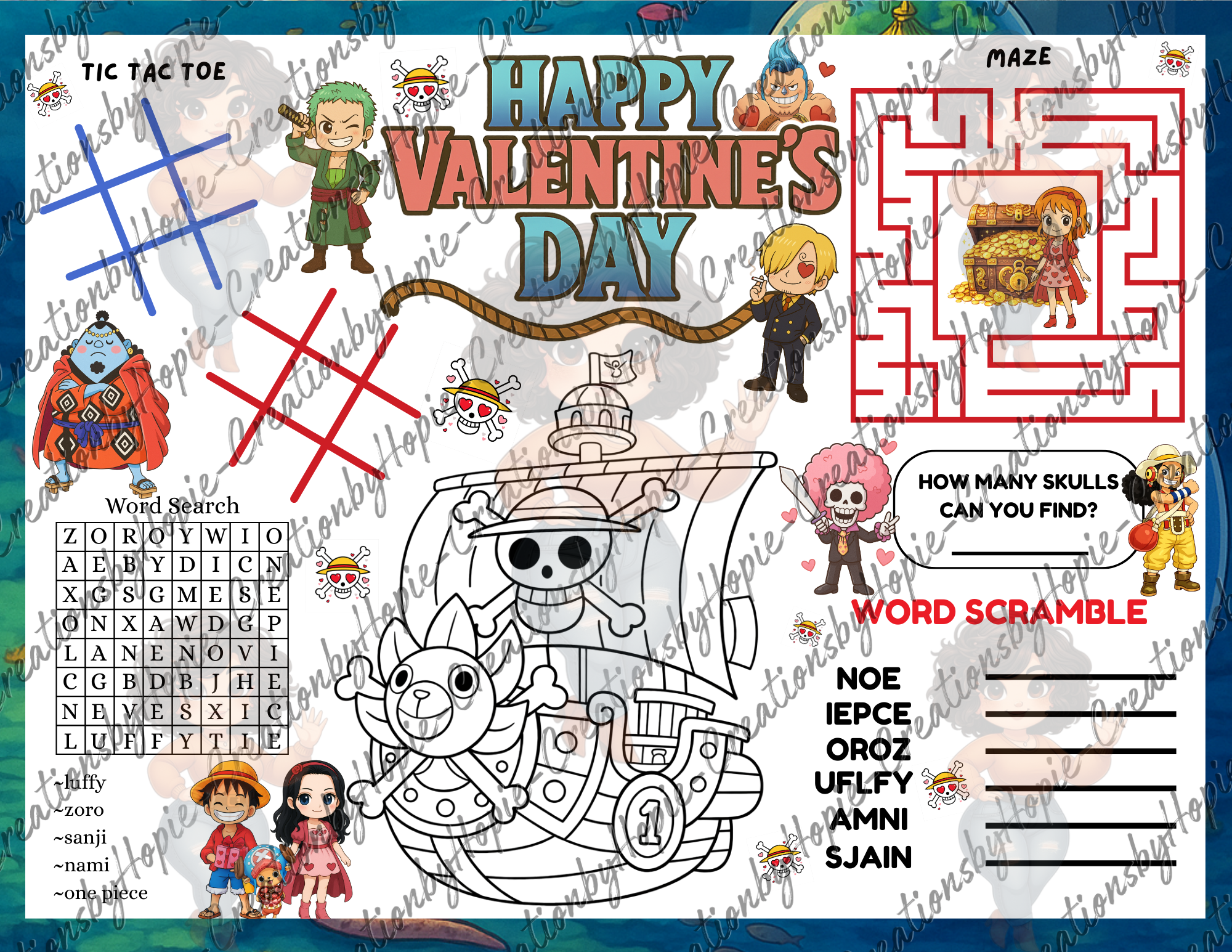 One Piece Sheet #1 – Creations By Hopie