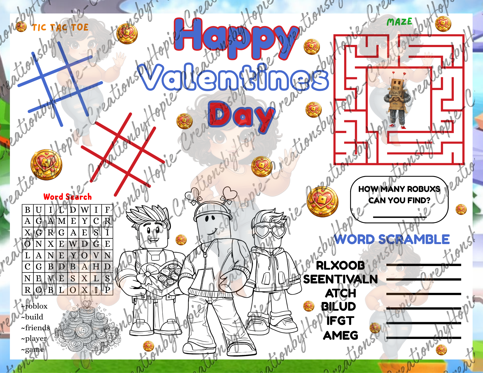 Roblox Activity Sheet – Creations By Hopie